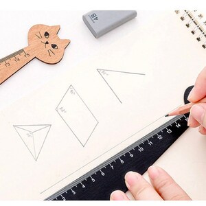 15cm Cute Cat Straight Ruler Wooden Tools Stationery Cartoon Drawing ...