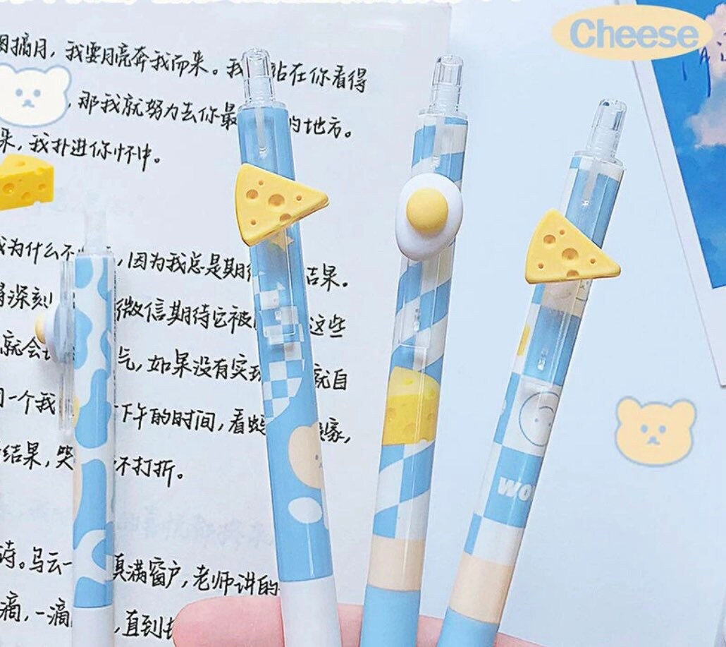 Cheese Kawaii Pens, Retractable Cute Pens, 6pcs/set - Etsy