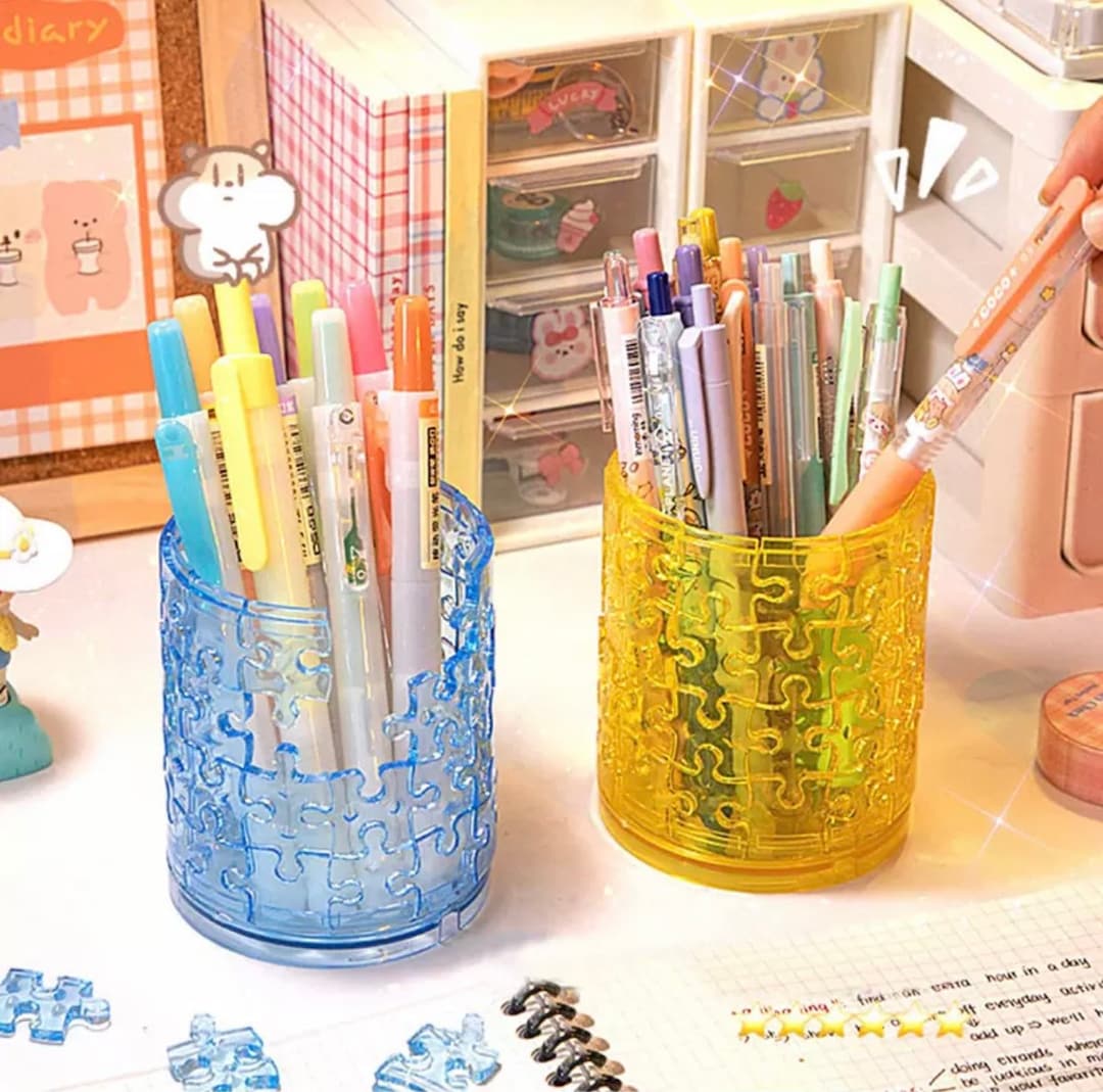 Kawaii Creative Diy Puzzle Pen Holder Simple and Modern Desktop Storage ...