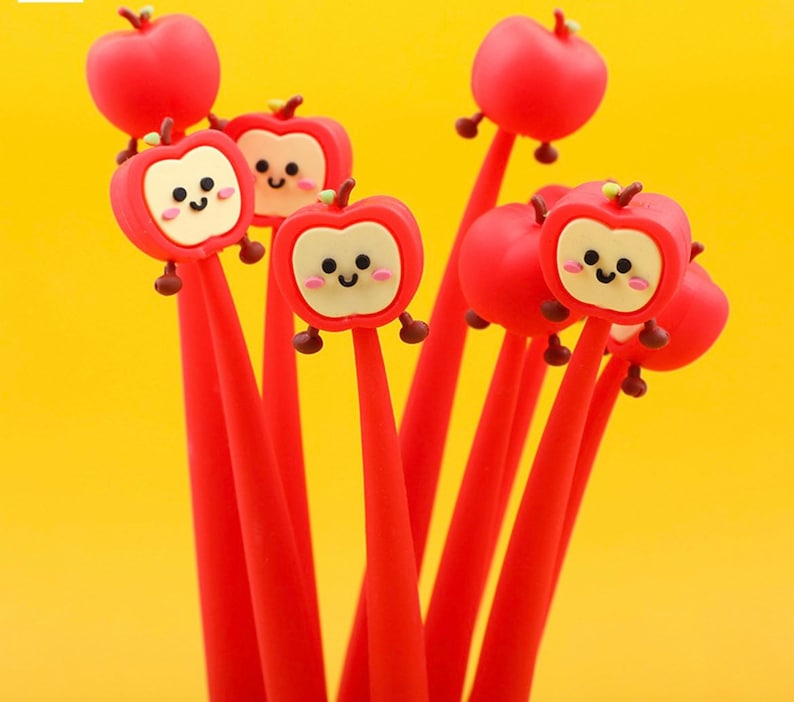 1 Pcs Cute Fruits Silicone Gel Pen Soft Modeling Black Ink Pen Smooth ...