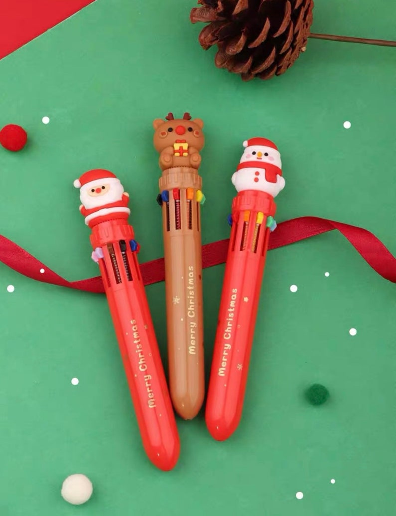 Kawaii Christmas Ballpoint Pen: 10-color 0.5mm Novelty Pen - Etsy