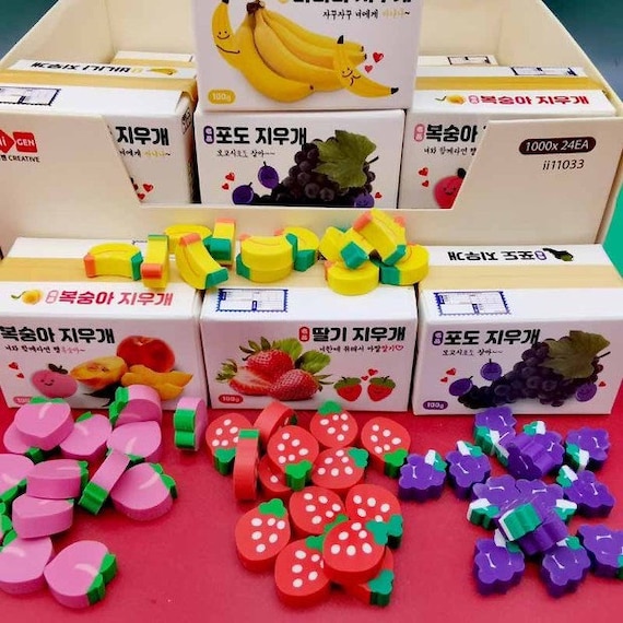 1 Box40pcs Cute Mini Fruit Rubber Pencil Eraser for Children | Etsy