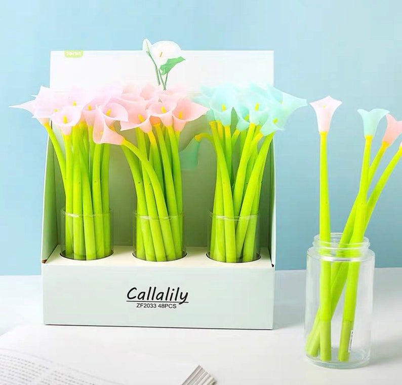 1 Pcs Calla Lily Flower Silicone Gel Pen Soft Modeling Black Ink Pen ...