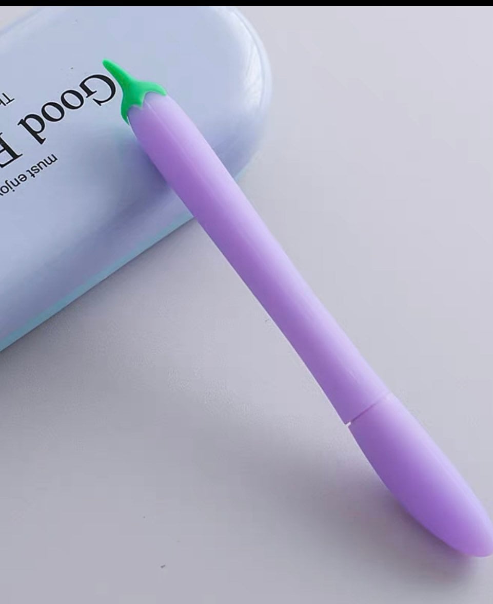 1 Pcs Cute Eggplant Silicone Gel Pen Soft Modeling Black Ink Pen Smooth ...
