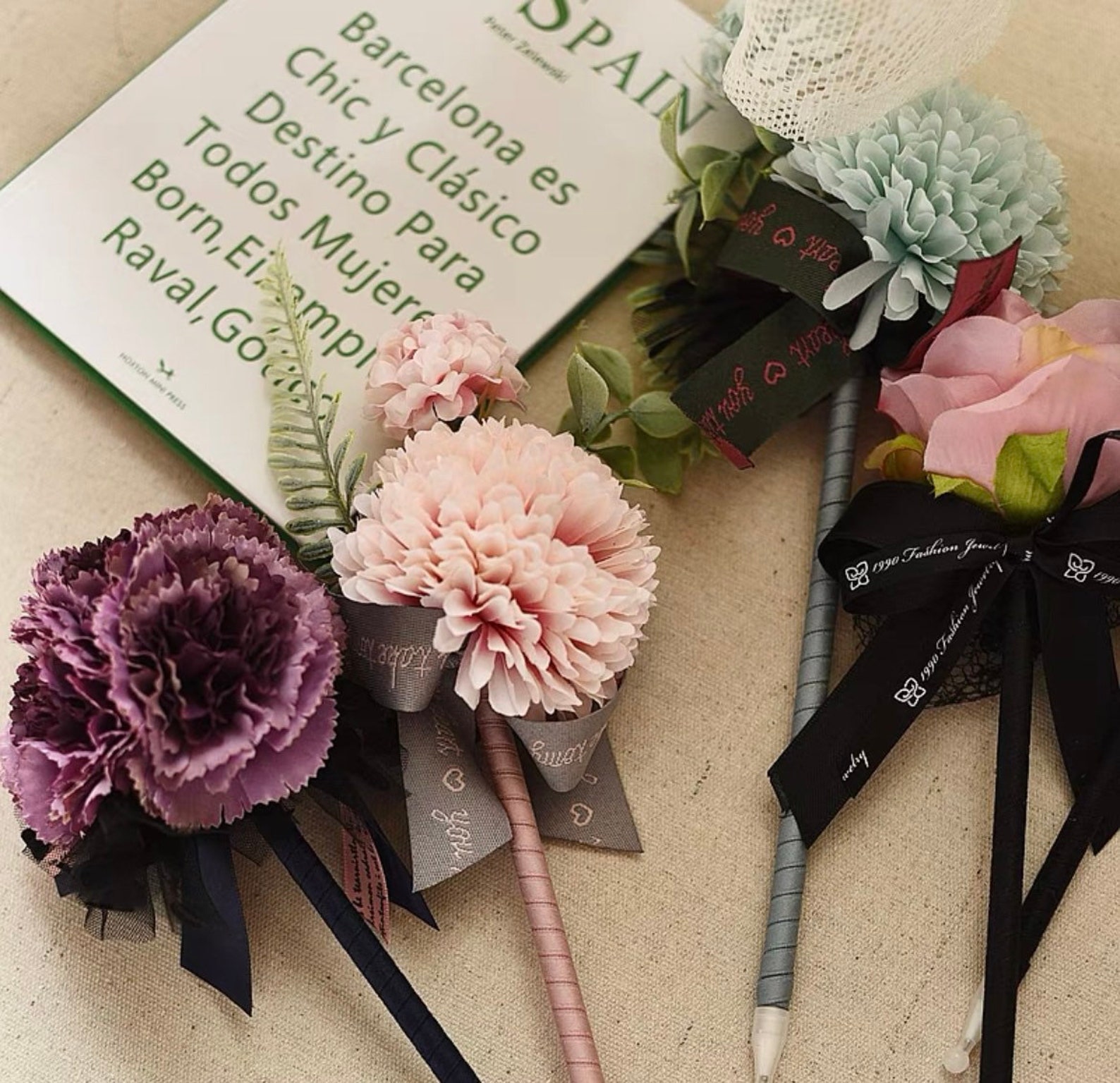 Rose Flower Ballpoint Pen With Bow - Valentine's Gift, Office Pen - Etsy