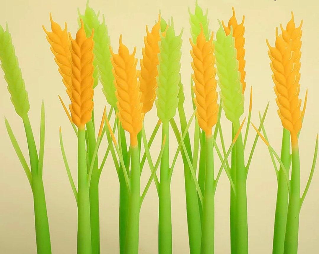 1 Set (2 Pcs) Creative Barley Flower Silicone Gel Pens Simulation Rice ...