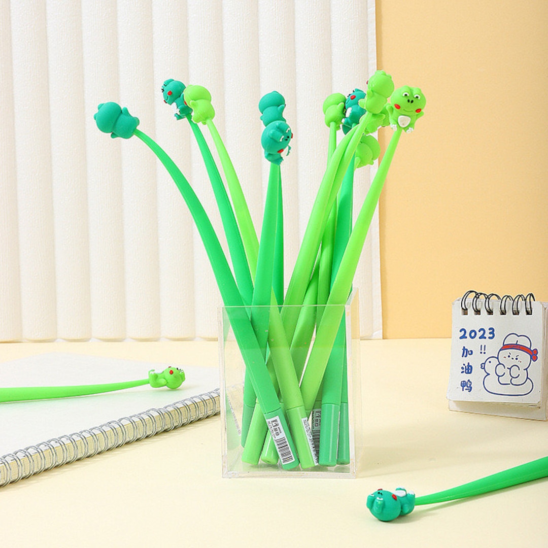 1 Pcs Cute Frog Silicone Gel Pen Soft Modeling Black Ink Pen Smooth ...