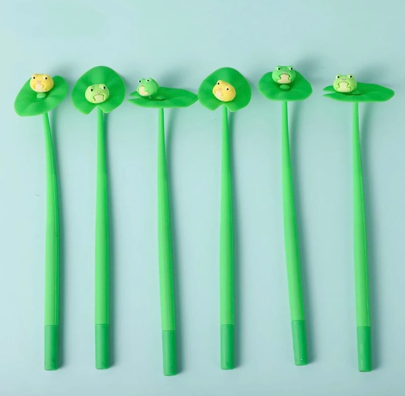Cute Frog Pen | Lotus Leaf Kawaii Stationery, Black Ink - Etsy