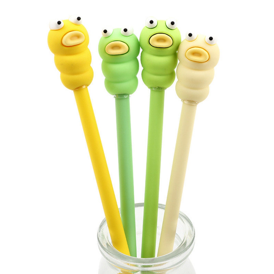 1 Pcs Cute Little Green Worms Gel Pen Funny Writing 0.5mm Black Test ...