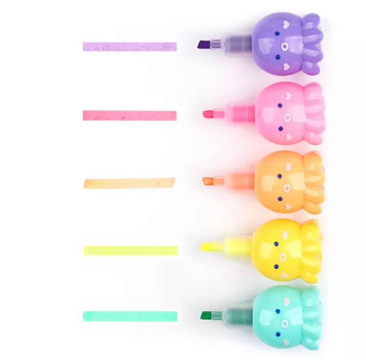 5 Colors Fluorescent Scribble Pen Cute Octopus Highlighter Set - Etsy