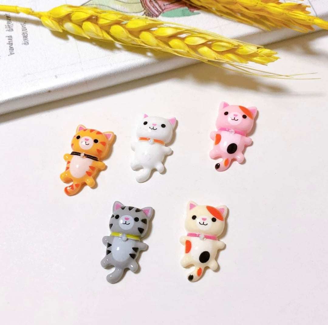 5 Resin Cat Cabochons, Flat Back Embellishments (2.6cm) - Etsy