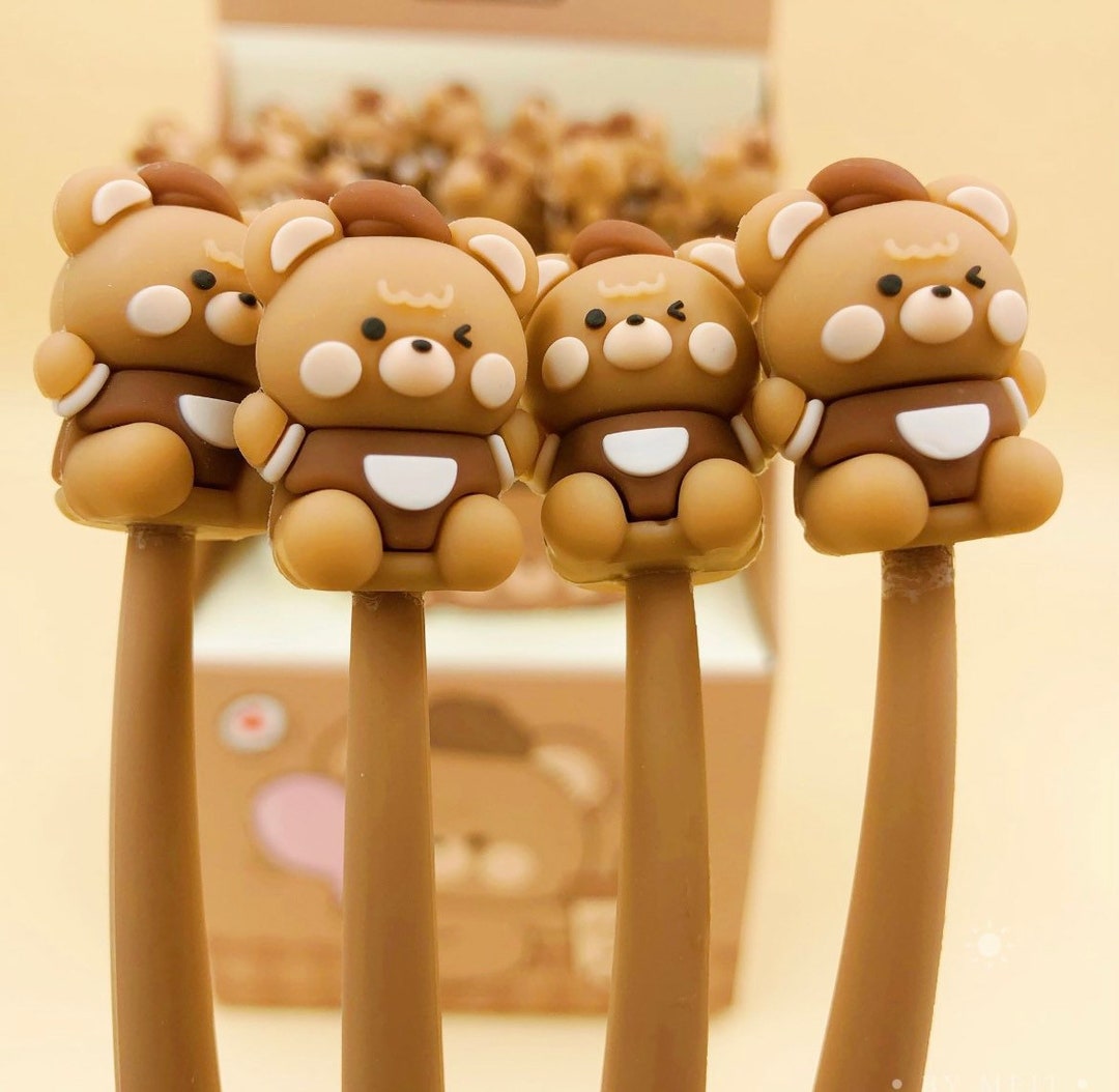 1 Pcs Cute Coffee Bear Silicone Gel Pen Soft Modeling Black Ink Pen ...