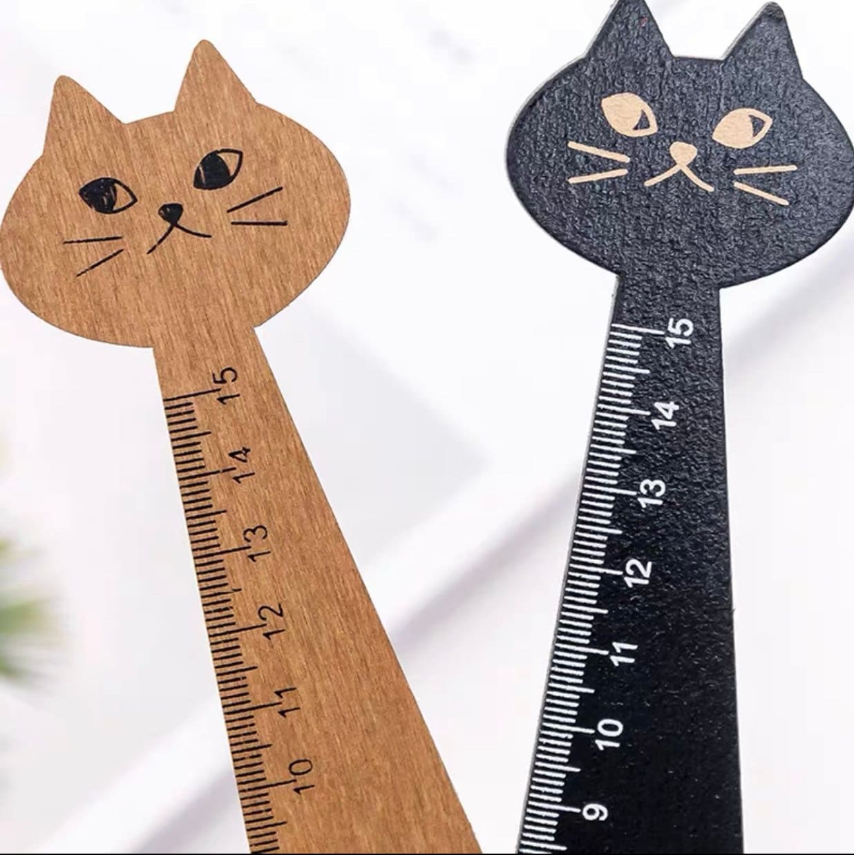 15cm Cute Cat Straight Ruler Wooden Tools Stationery Cartoon Drawing ...