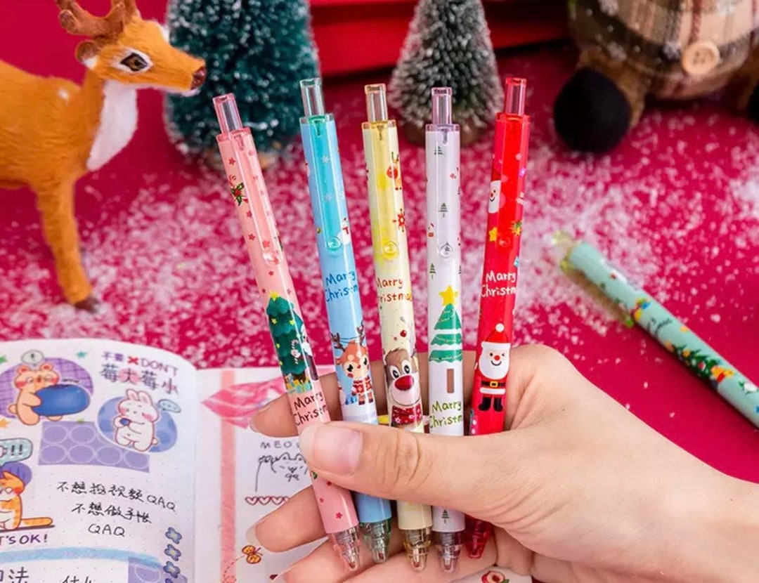 6pcs/set Kawaii Christmas Gel Pen Cute Christmas Tree Reindeer Santa ...