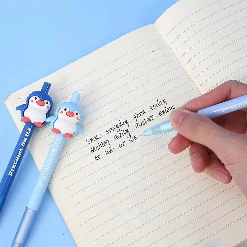1 Pcs Cute Penguin Press Gel Pen Funny Animal Writing 0.5mmblack Test ...