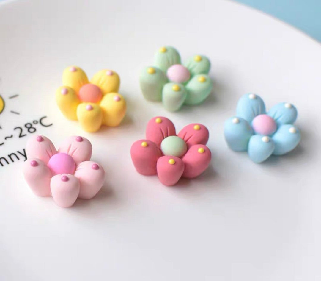 5pcs/lot New Cute Resin Mini Mixed Flower Flatback Cabochon Scrapbook ...