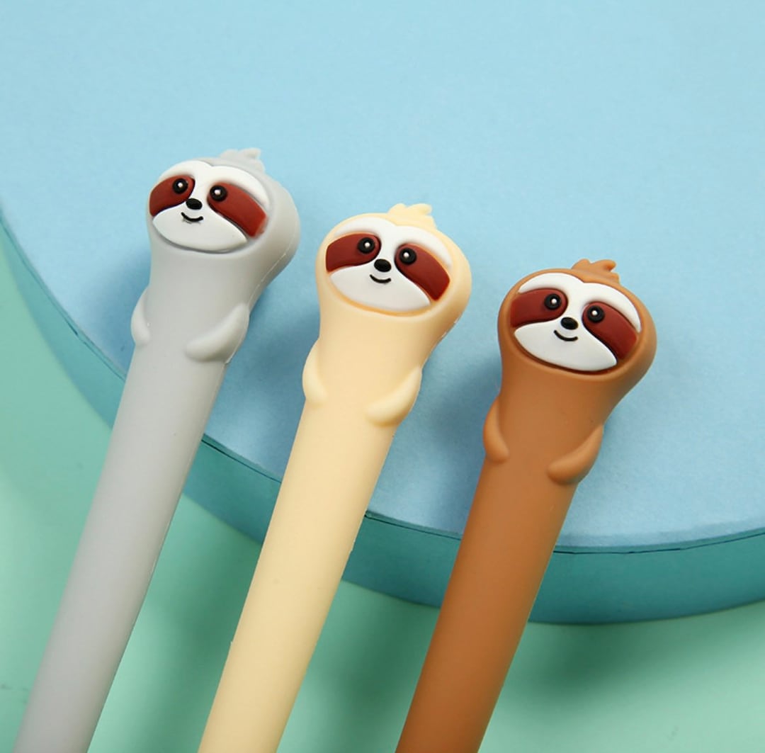 1 Pcs Cute Sloth Silicone Gel Pen Soft Modeling Black Ink Pen Smooth ...