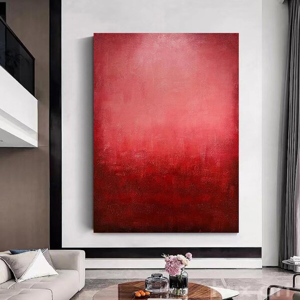 Red Abstract Art - Etsy