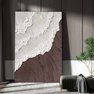 Plaster Texture Painting White and Brown Landscape Painting - Etsy