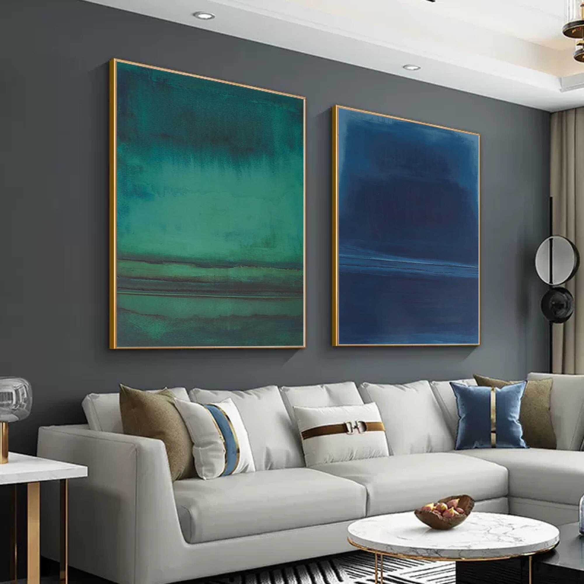 Pure Green Pure Blue Minimalist Art Set of 2 Pure Blue Texture - Etsy