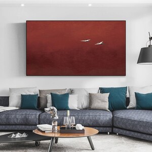 Pure Red Modern Minimalist Art Deep Red Sky Abstract Painting Modern ...