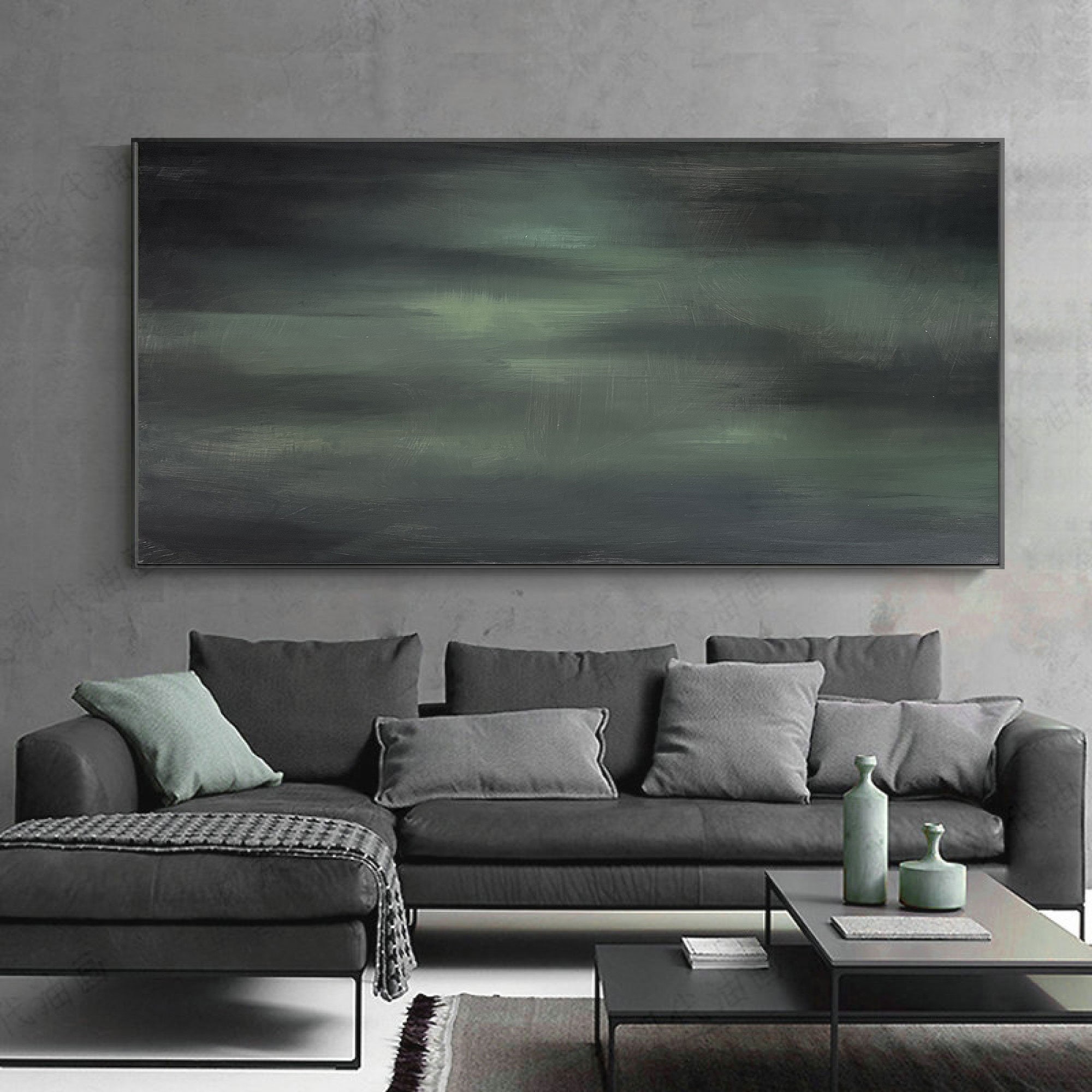 Original Dark Green Abstract Art Minimalist Abstract Painting - Etsy