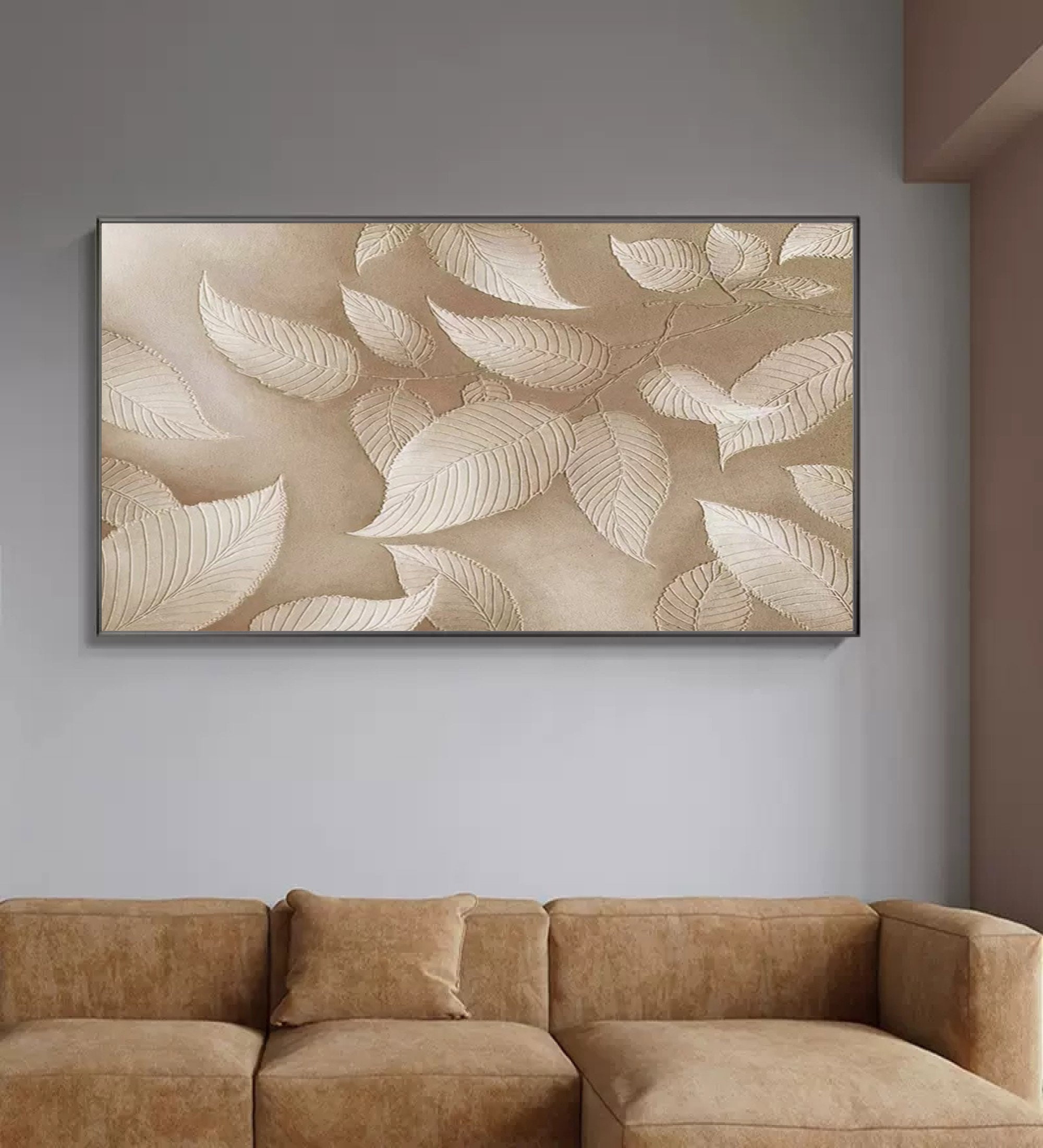 Gradient Brown Texture Wall Art Living Room Minimalist Wall - Etsy