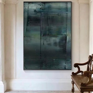 Green Abstract Landscape Painting Pure Green Minimalist Art Dark Green ...