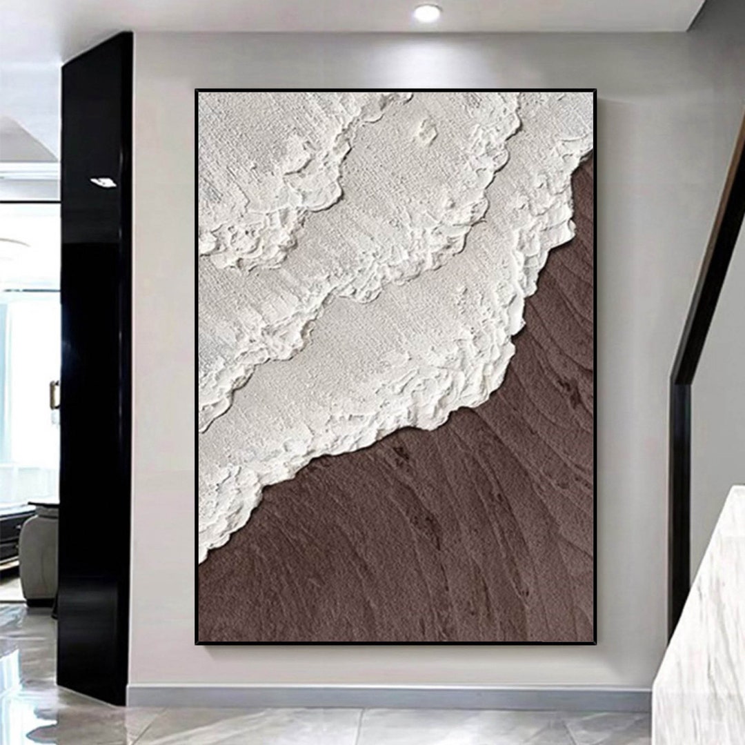 Plaster Texture Painting White and Brown Landscape Painting - Etsy