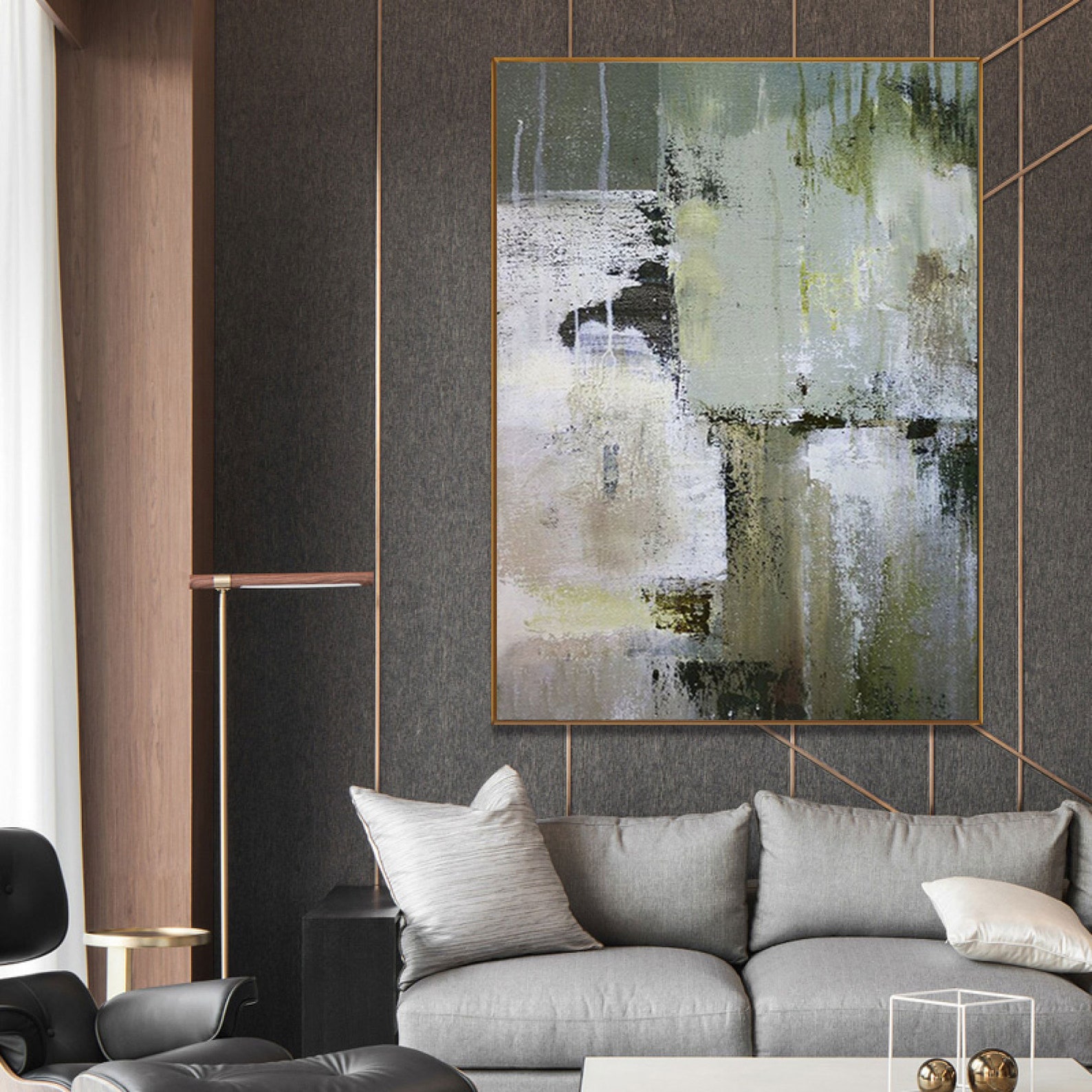 Emerald Green and Beige Abstract Art Super Large Green - Etsy