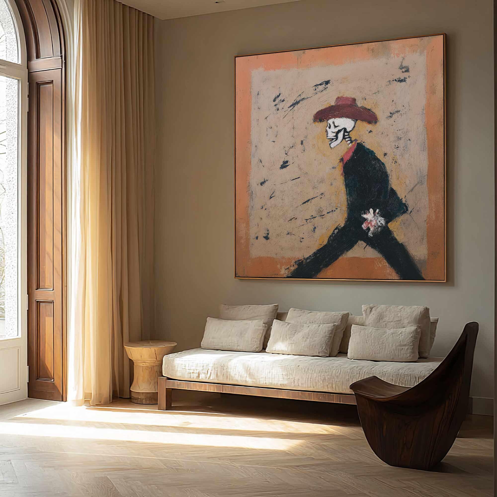 Deep Beige Wabi-sabi Funny Skull Wall Art: Modern Minimalist Wall Decor ...