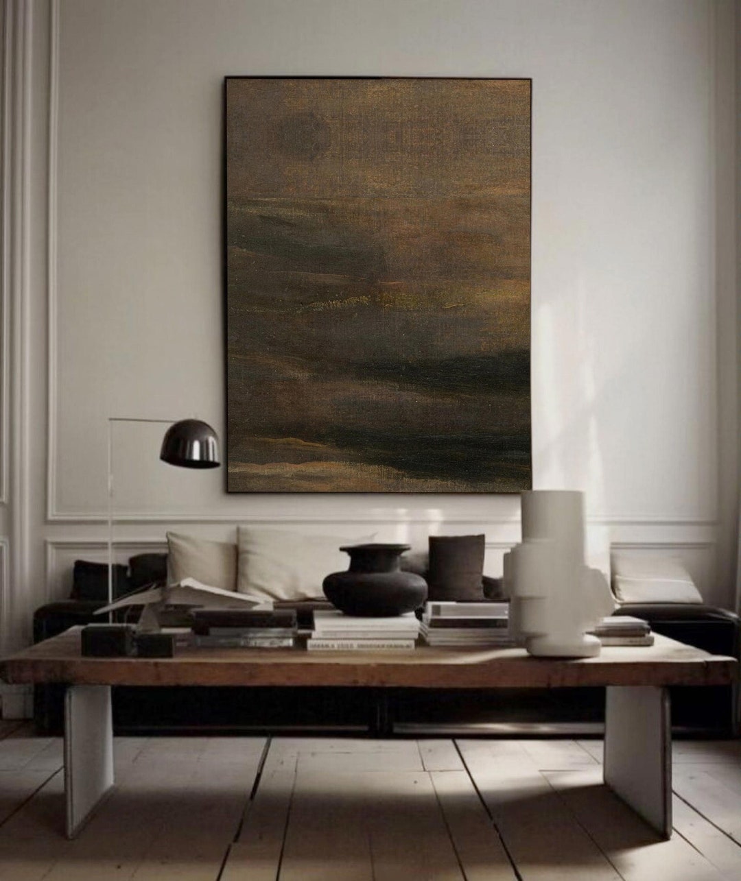 Brown Wabi-sabi Painting Dark Brown Abstract Painting Medieval Brown ...