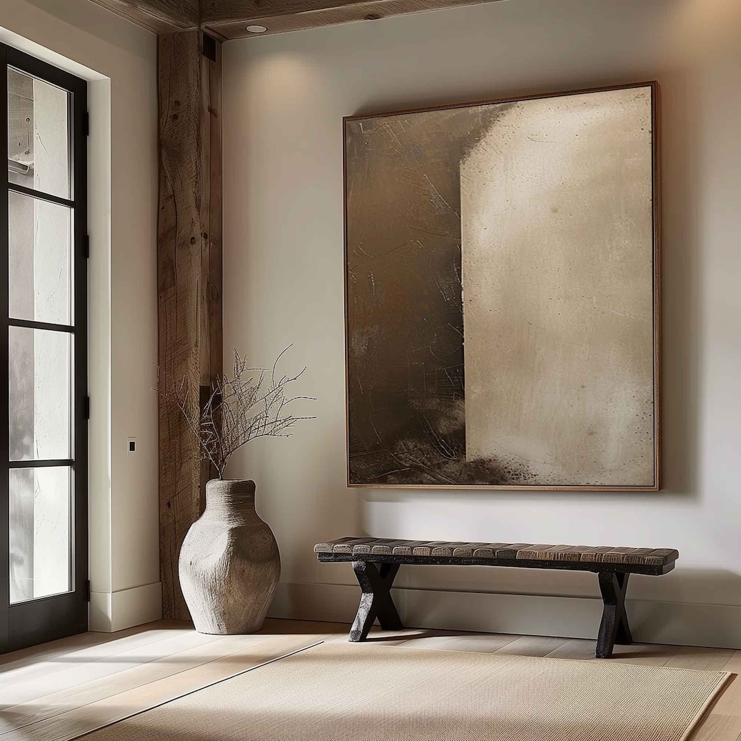 Neutral Beige Wall Decor Wabi-sabi Wall Art Deep Brown Beige Minimalist ...