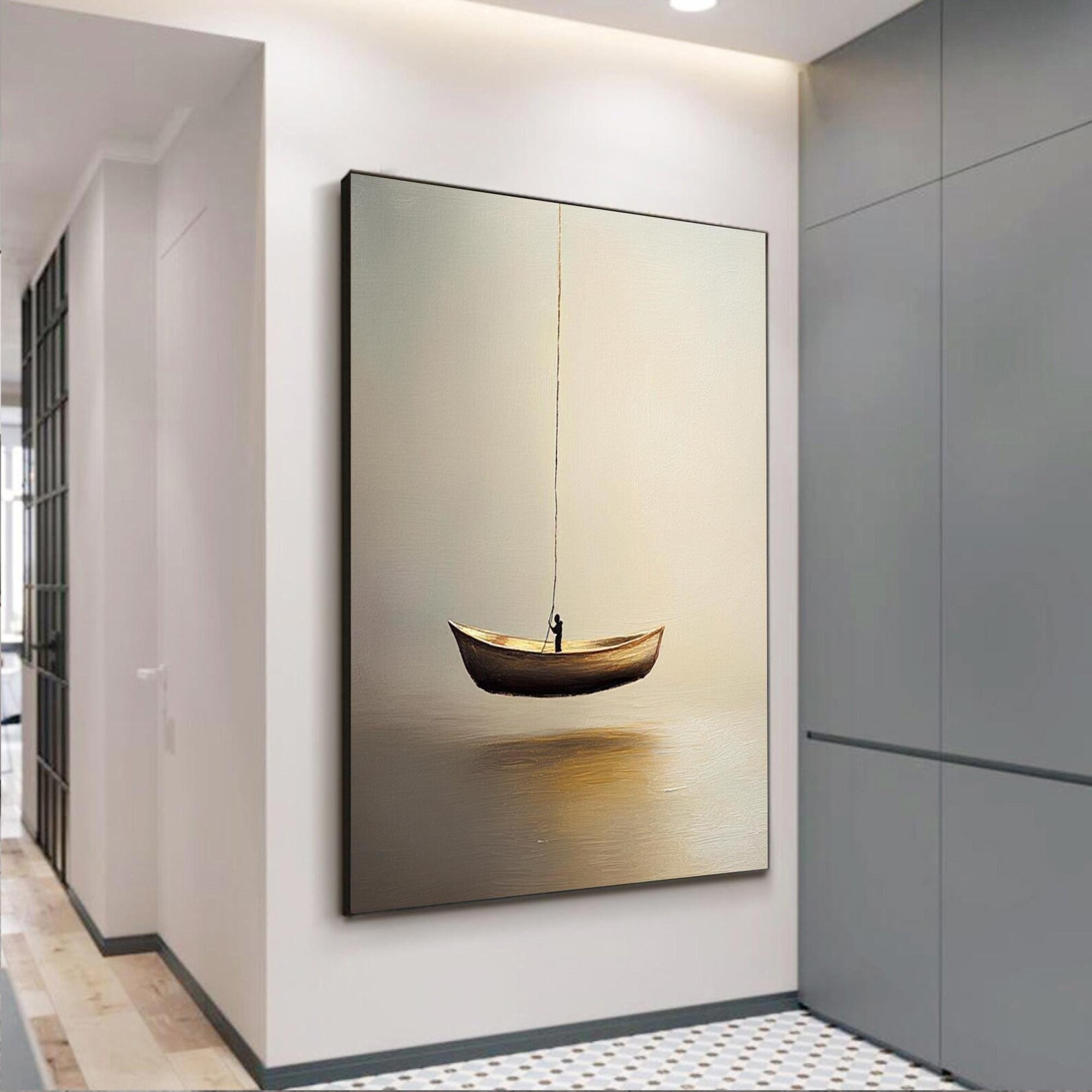 Surrealism Floating Ship Painting · Minimalist Wall Art · Abstract Art ...