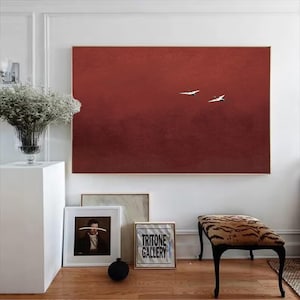 Pure Red Modern Minimalist Art Deep Red Sky Abstract Painting Modern ...