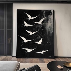 Birds Abstract Painting Modern Birds Art Surrealism Flying Dirds ...