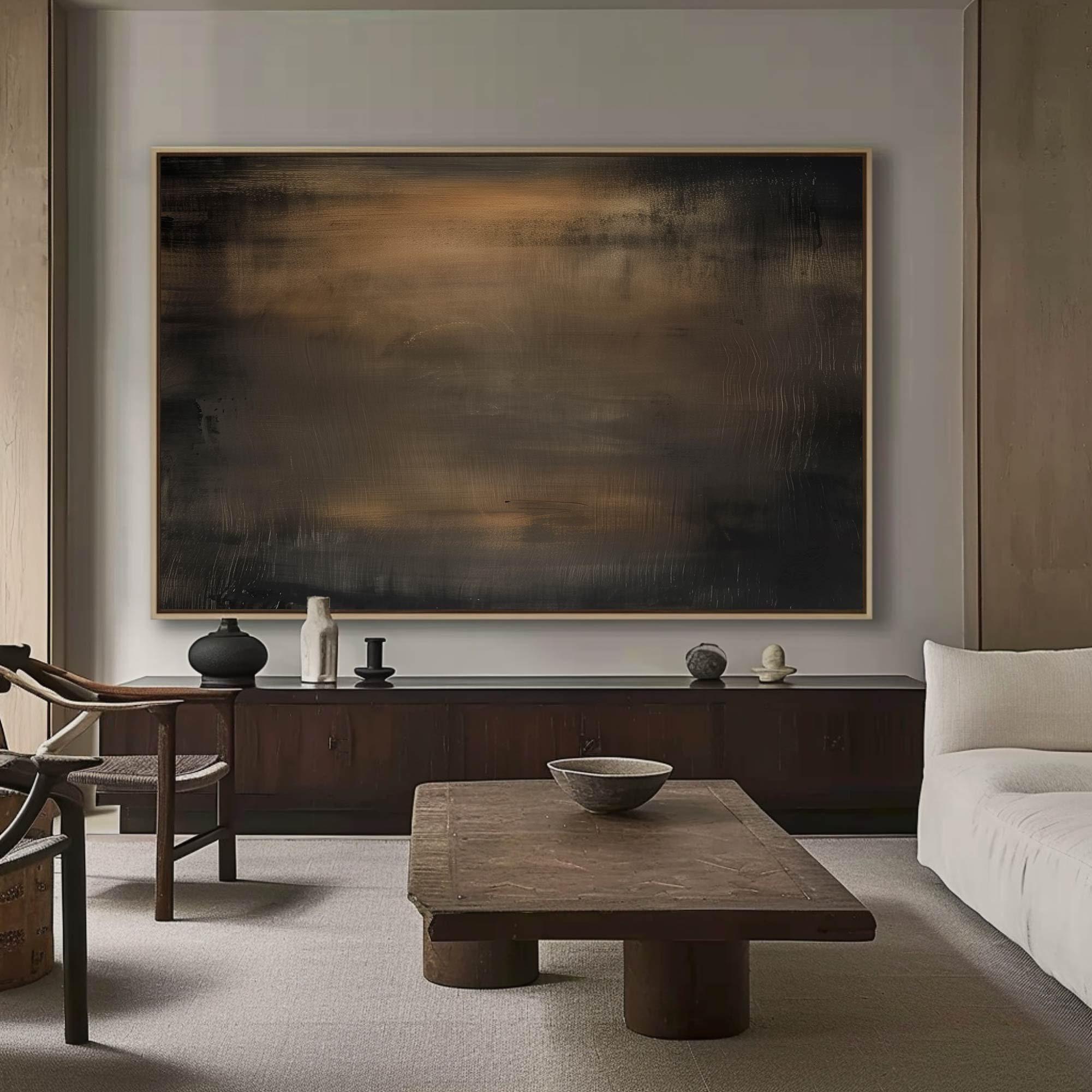 Brown Black Wabi-sabi Wall Art Living Room Wall Decor Beige Brown ...