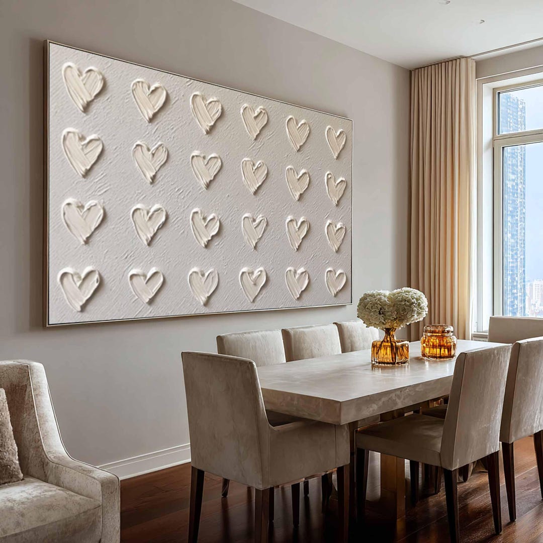 Heart-shaped Plaster Texture Painting Plaster Horizontal Level Art Pure ...