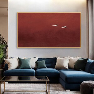 Pure Red Modern Minimalist Art Deep Red Sky Abstract Painting Modern ...