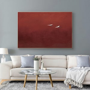 Pure Red Modern Minimalist Art Deep Red Sky Abstract Painting Modern ...