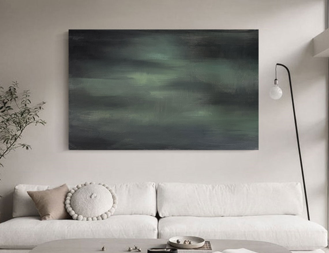 Original Dark Green Abstract Art Minimalist Abstract Painting - Etsy