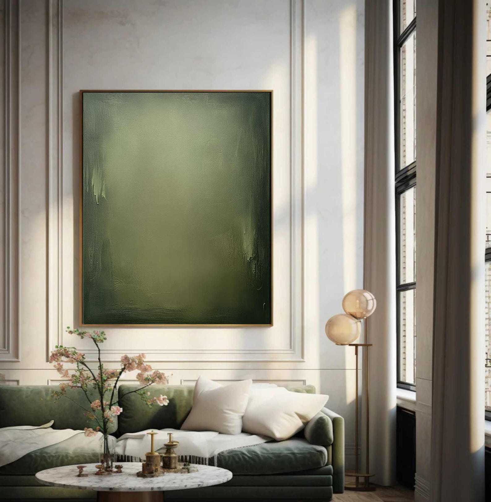 Modern Painting Olive Green Minimalist Art Olive Green Abstract ...