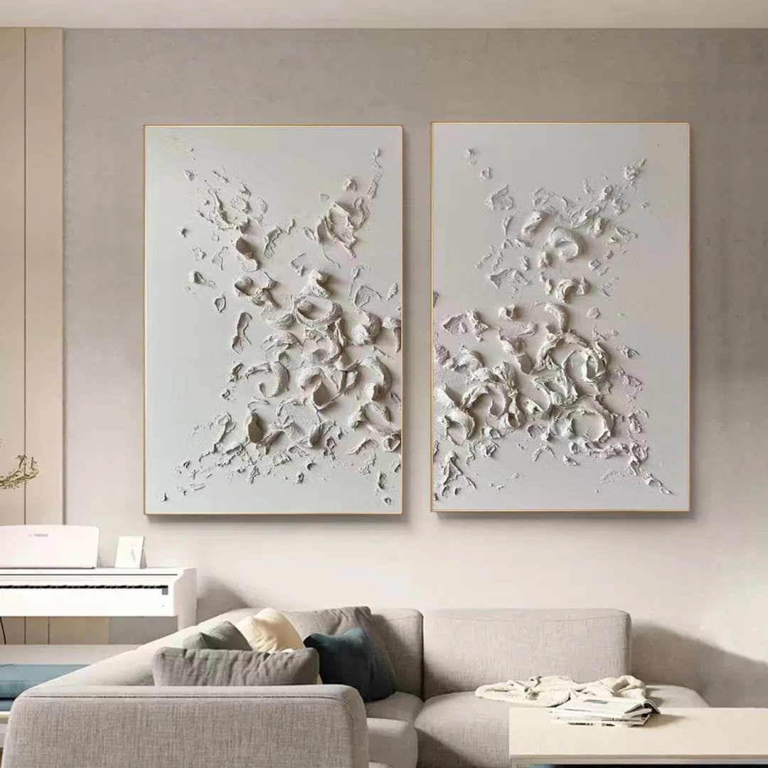 Monochrome Beige Painting Pure Beige Minimalist Art Living Room Set of ...