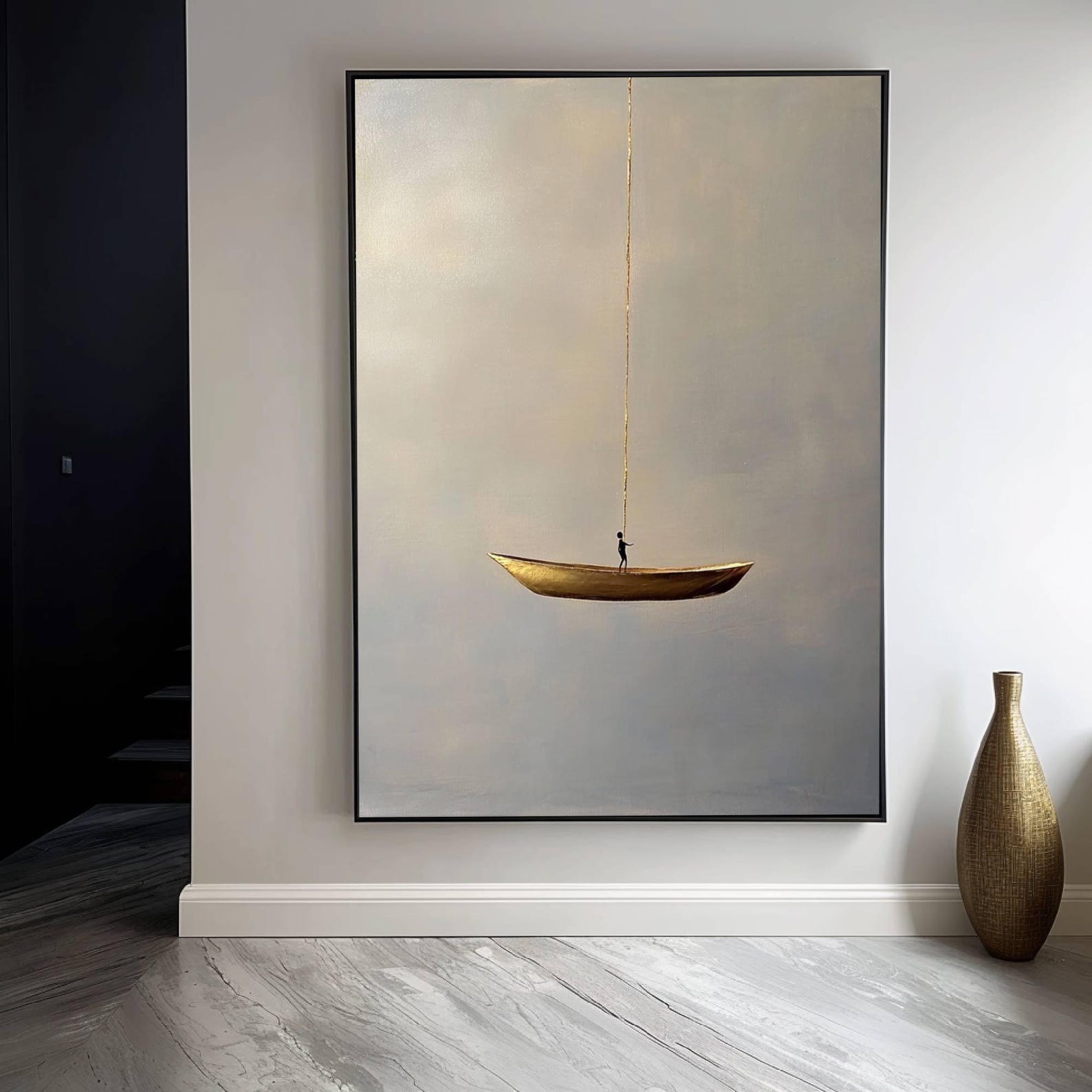 Surreal Floating Ship Painting • Minimalist Abstract Wall Art - Etsy