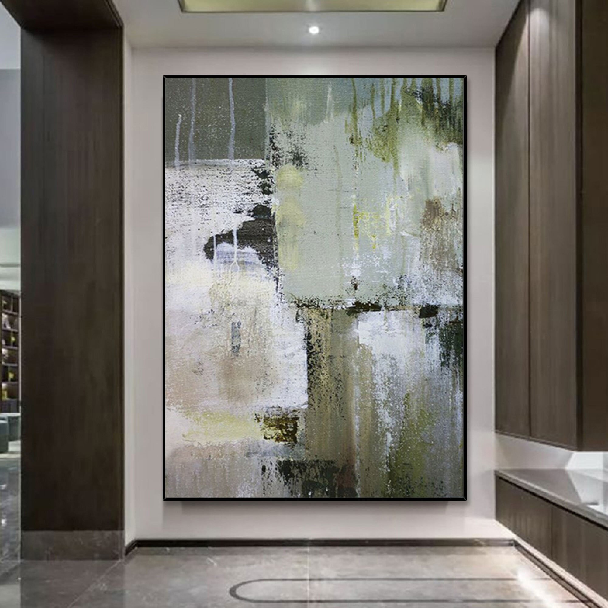 Emerald Green and Beige Abstract Art Super Large Green - Etsy