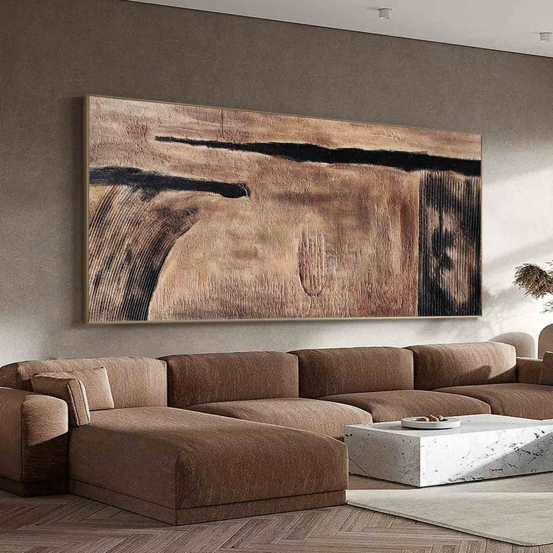 Super Large Abstract Art Black and Brown Texture Painting Medieval Wall ...
