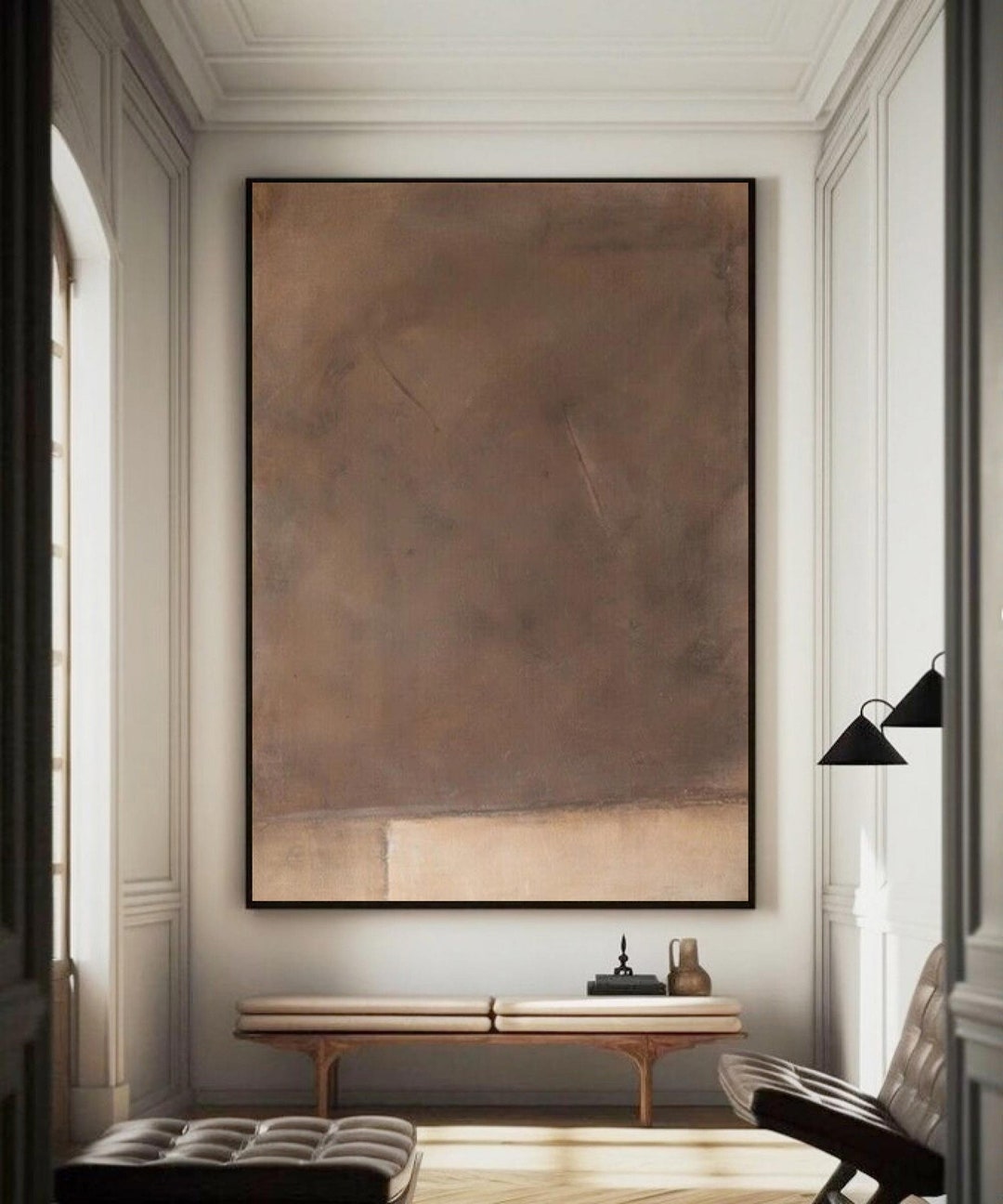 Mahogany Wall Painting Brown Wabi-sabi Painting Beige Brown Abstract ...
