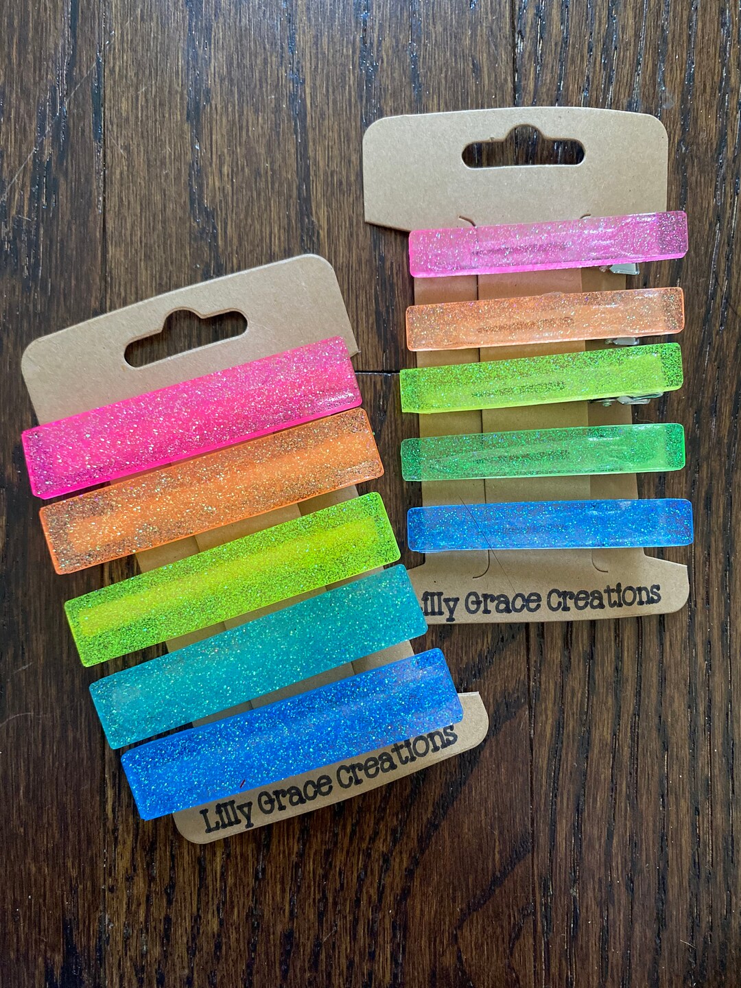 Rainbow Neon Hair Clips Set - Etsy
