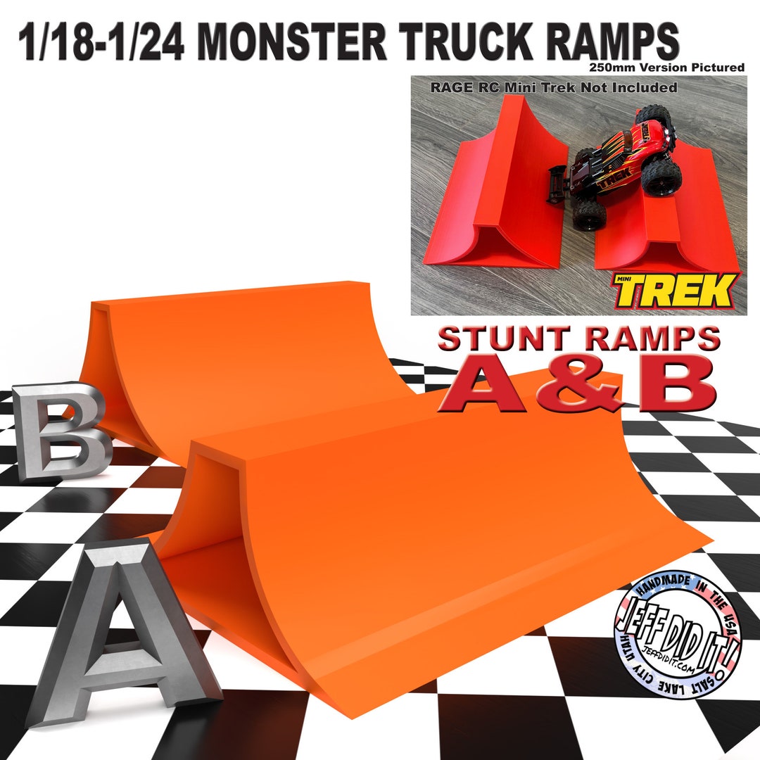 1/24th Monster Truck Stunt Ramp Set Includes 2 Stunt/jump Ramps - Wide ...