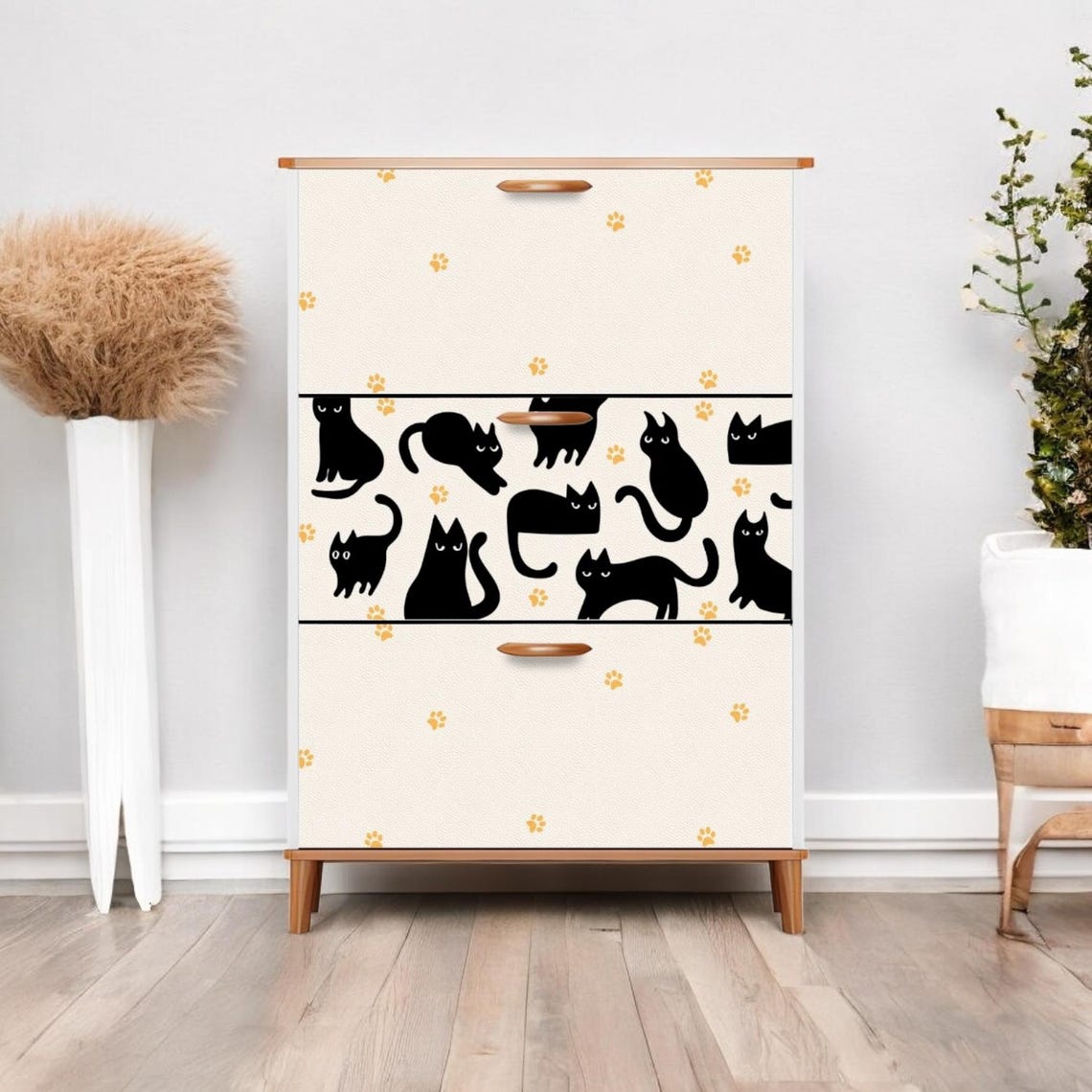 Wooden Cat-themed Shoes Cabinet, Decorative Shoe Rack, Cute ...